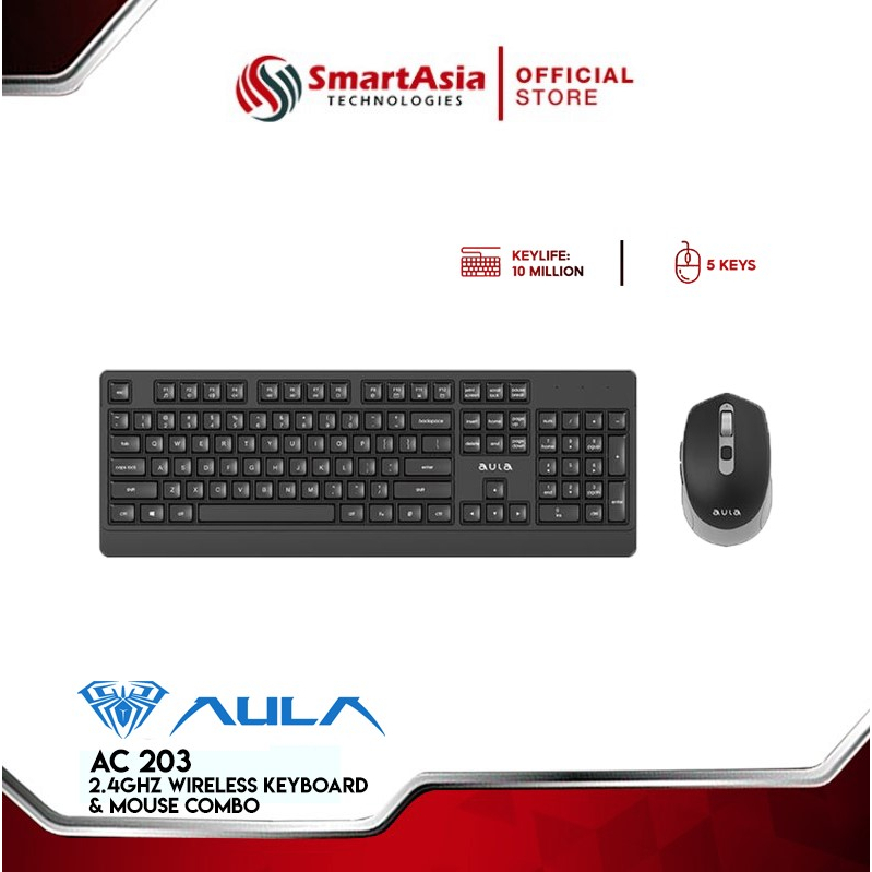 Aula AC203 (2.4GHz USB Receiver) Wireless Keyboard and Mouse Combo | Shopee Philippines