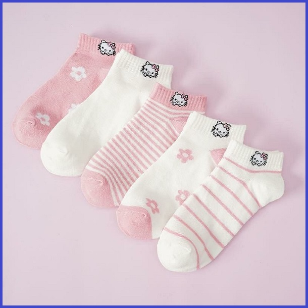 5/10Pairs Hello Kitty Socks Cute Style Printed Socks For Women | Shopee ...