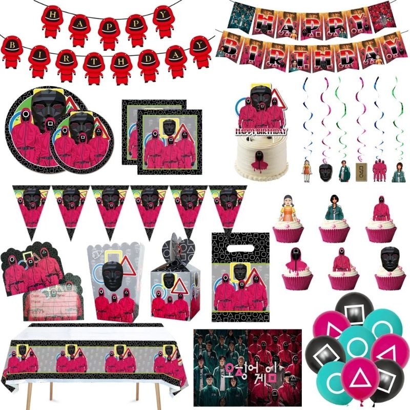 Squid Game Happy Birthday Party Decorations Supplies Needs Balloons ...