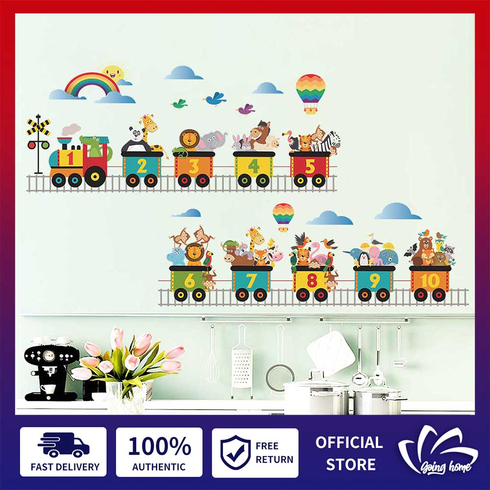 Animal Numbers Train Wall Stickers 123 Wall Decals Peel and Stick ...