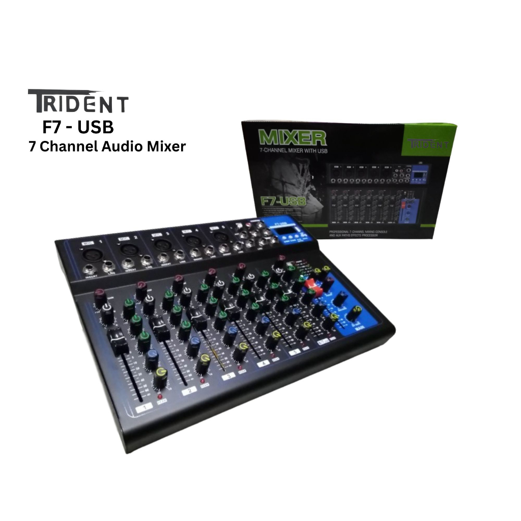 TRIDENT F7 7 channel audio mixer USB BLUETOOTH 5 mic input | Shopee ...