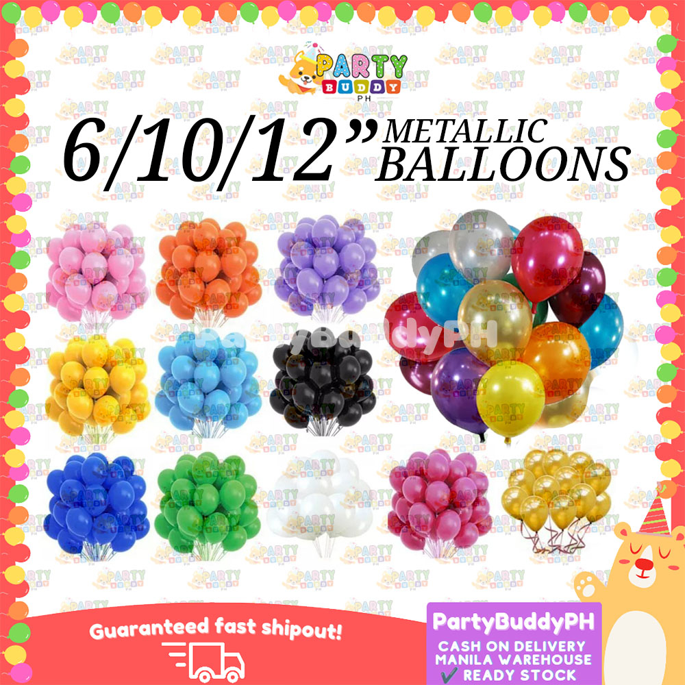 10pcs Thailand Metallic Pearly Size 6 10 12 Small Big Regular Balloons ...