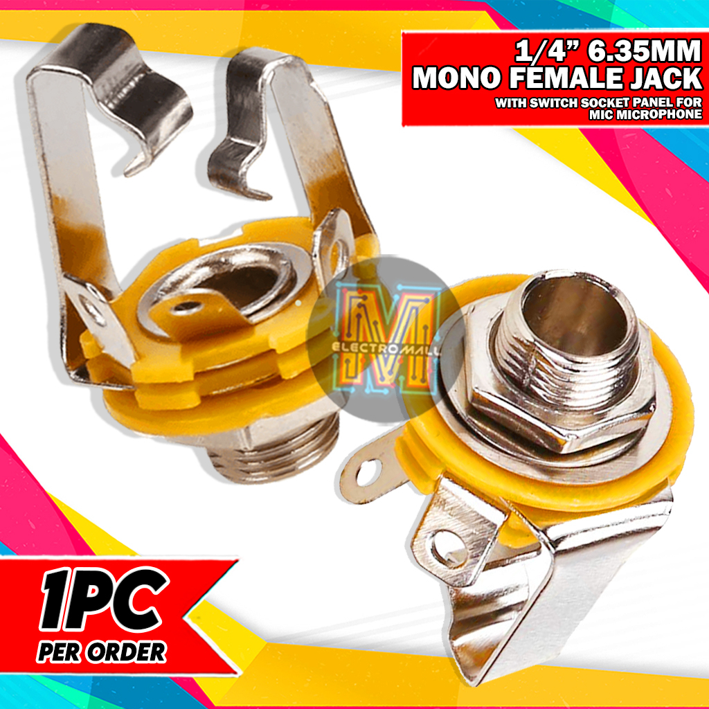 6.35mm Mono Female Jack with Switch Socket Panel for Microphone ...