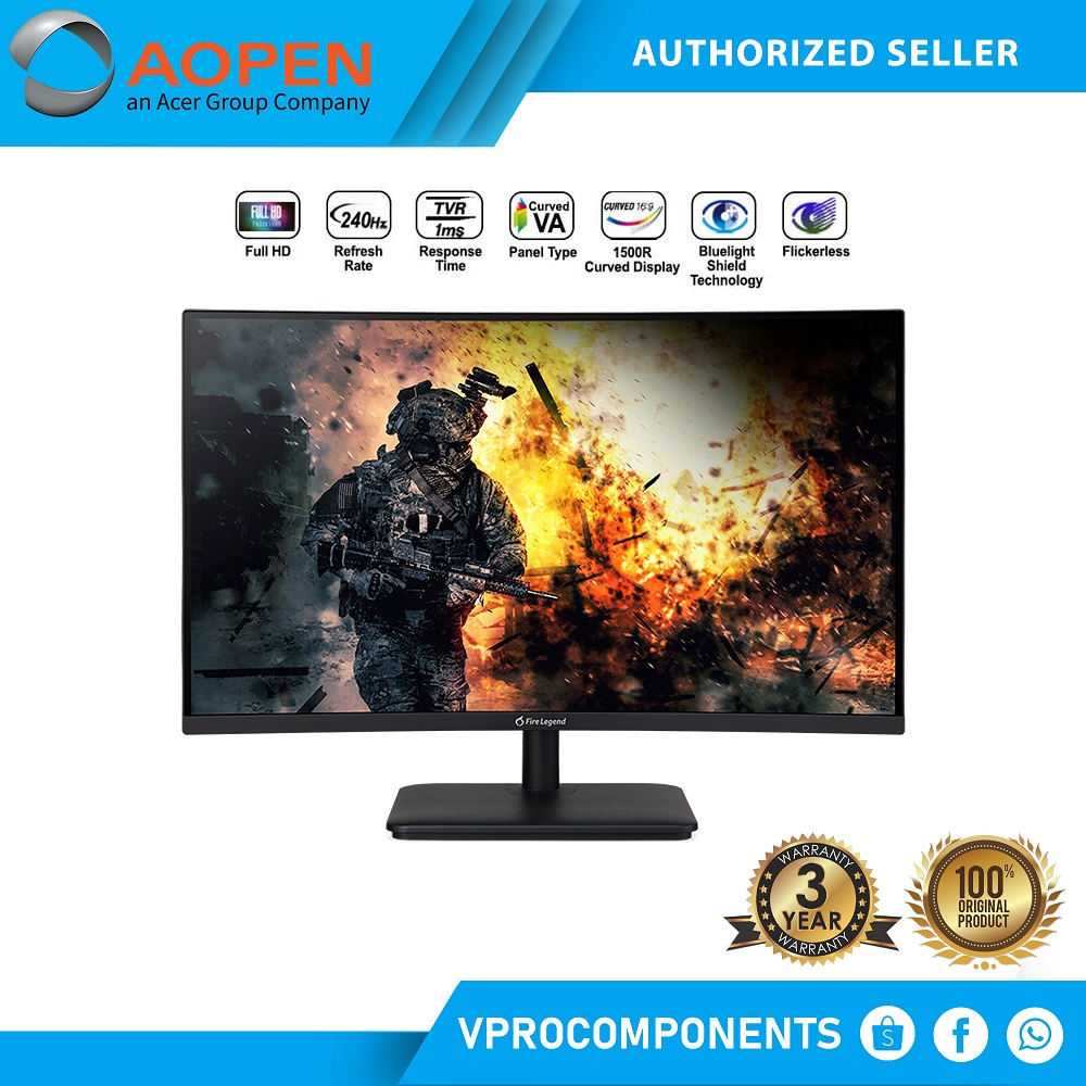Acer AOpen 27” Curved Gaming Monitor 27HC5R Z (240Hz, DP/HDMI, VA) | Shopee Philippines