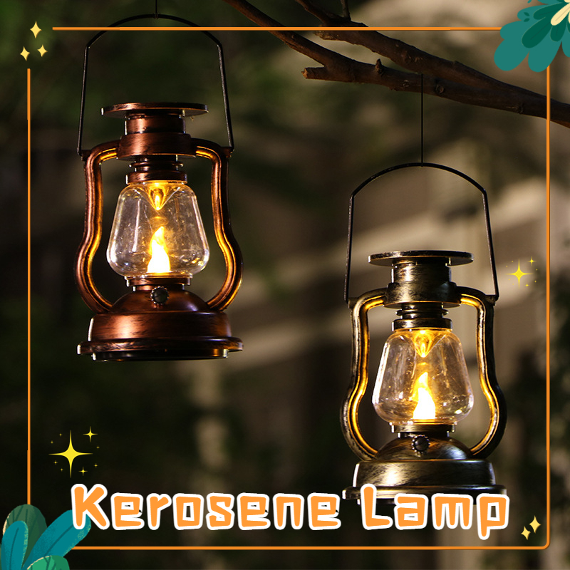 Retro Solar Kerosene Candle Lamp Camping Hanging Vintage Lantern ...
