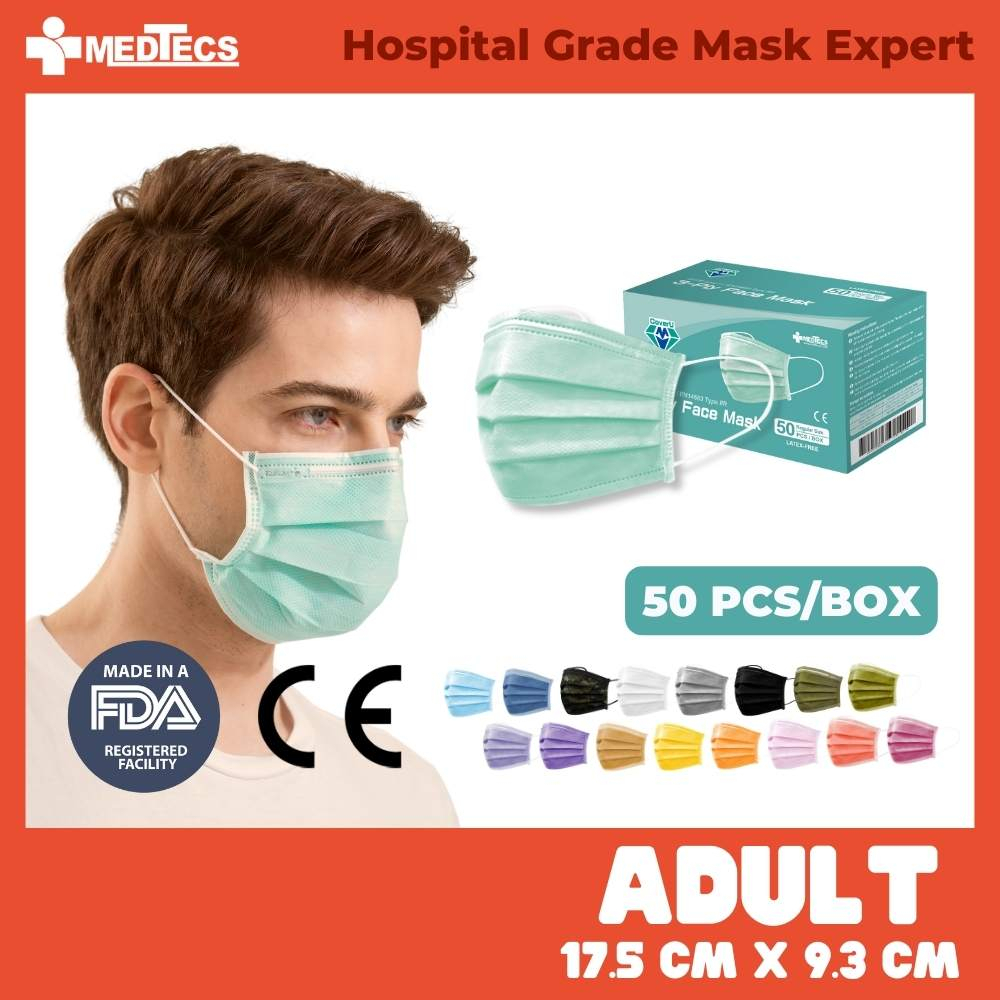 [Medtecs] Green Face Mask Surgical/Medical Facemask Disposable 50 pcs 3 ...
