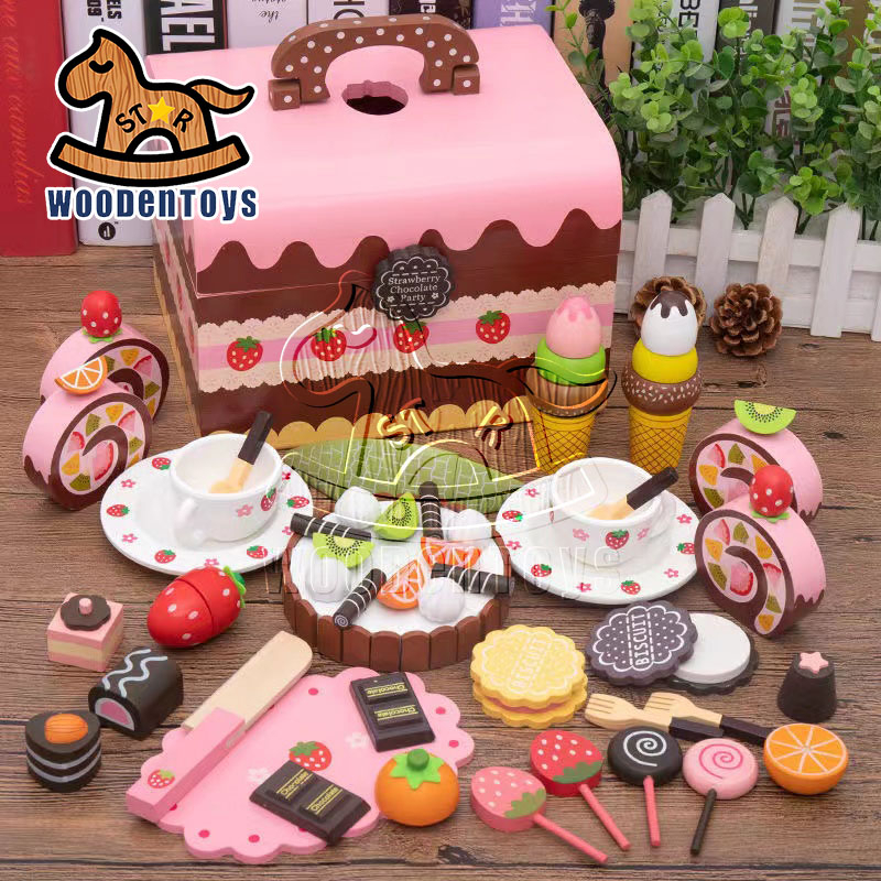 Wooden Tea Party Set for Little Girls,30pcs Princess Tea Time Toys ...