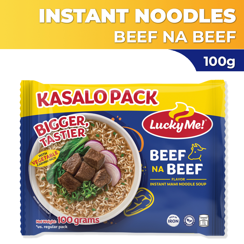 Lucky Me! Instant Noodles Beef na Beef Kasalo Pack 100g | Shopee ...