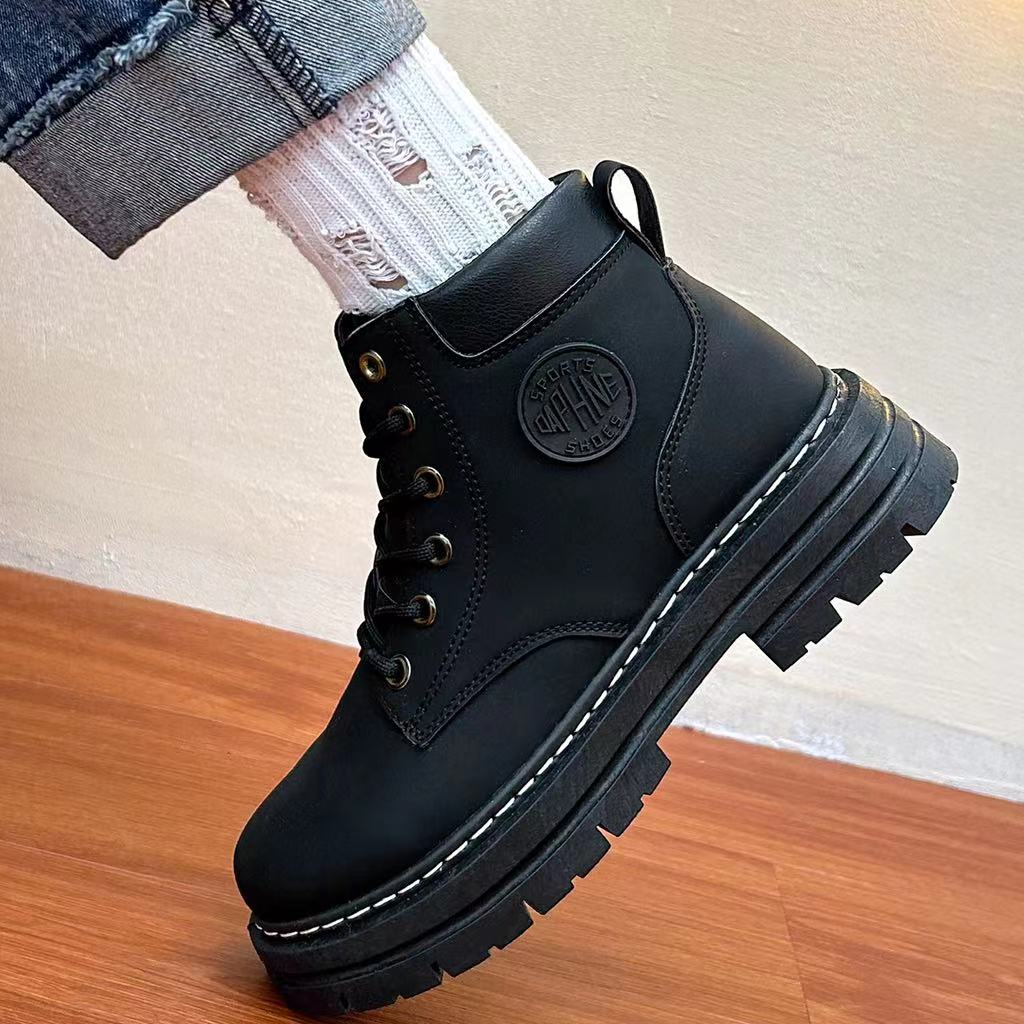 Fashion Thick Sole British Martin Boots Women's Soft Leather Retro ...