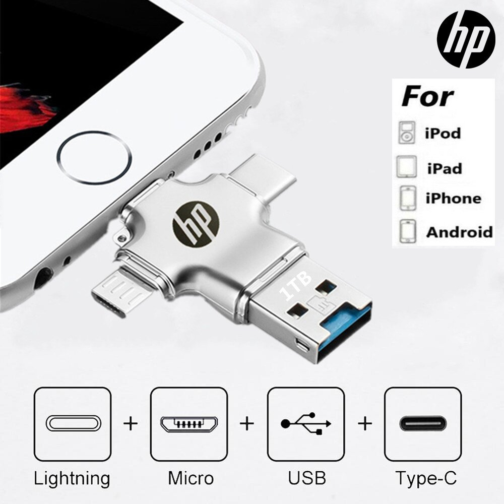 HP 4 in 1 OTG USB Flash Drive Pendrive 64GB Type-C USB Stick 128GB ...