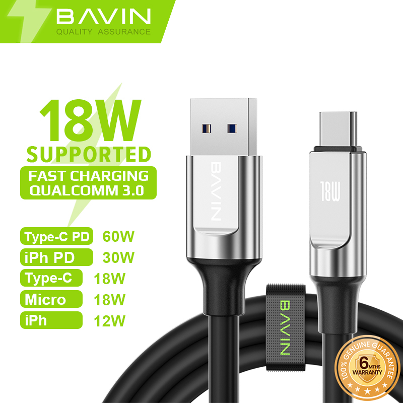 BAVIN CB288 60W PD Fast Charging Soft Silicone Thick Wire Data Cable ...