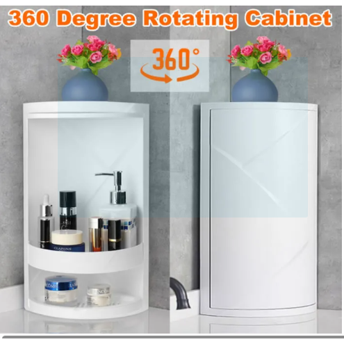 360 Degree Rotating Triangle Bathroom Shelf (MEDIUM) Kitchen Toilet ...