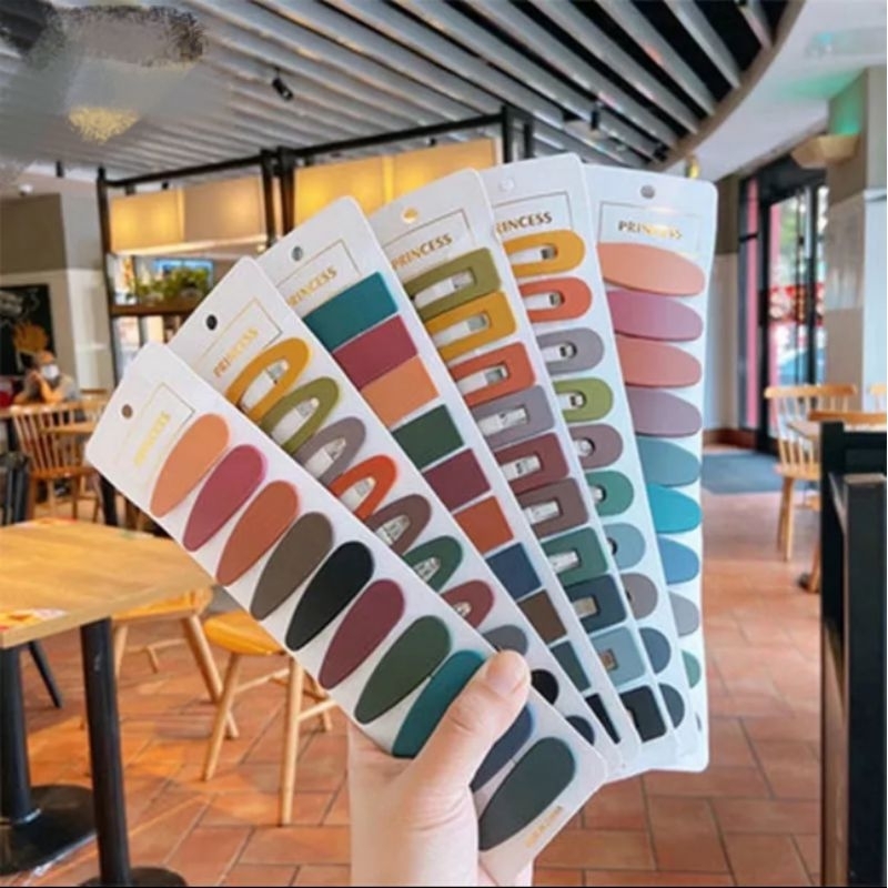 10 Pcs/set Frosted Morandi Color Hair Clip Set Simple Geometric ...