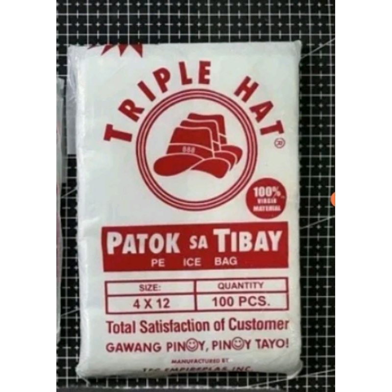 TRIPLE HAT Ice Plastic Bag/Patok sa Tibay/4 x 12 inches/Yelo/Shure ...