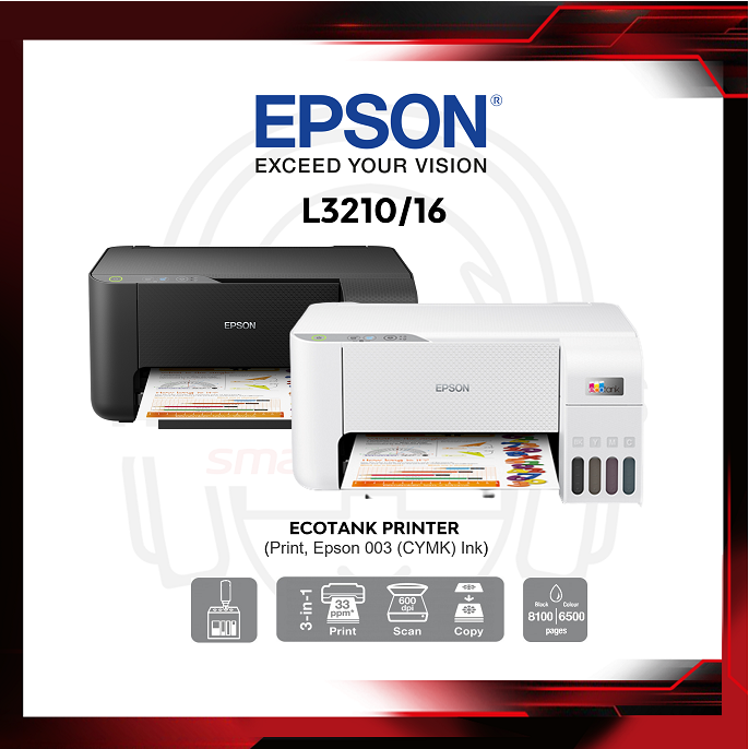 Epson L3210/16 Printer (Print-Scan-Copy, Ink Tank, 003 Ink) | Shopee ...