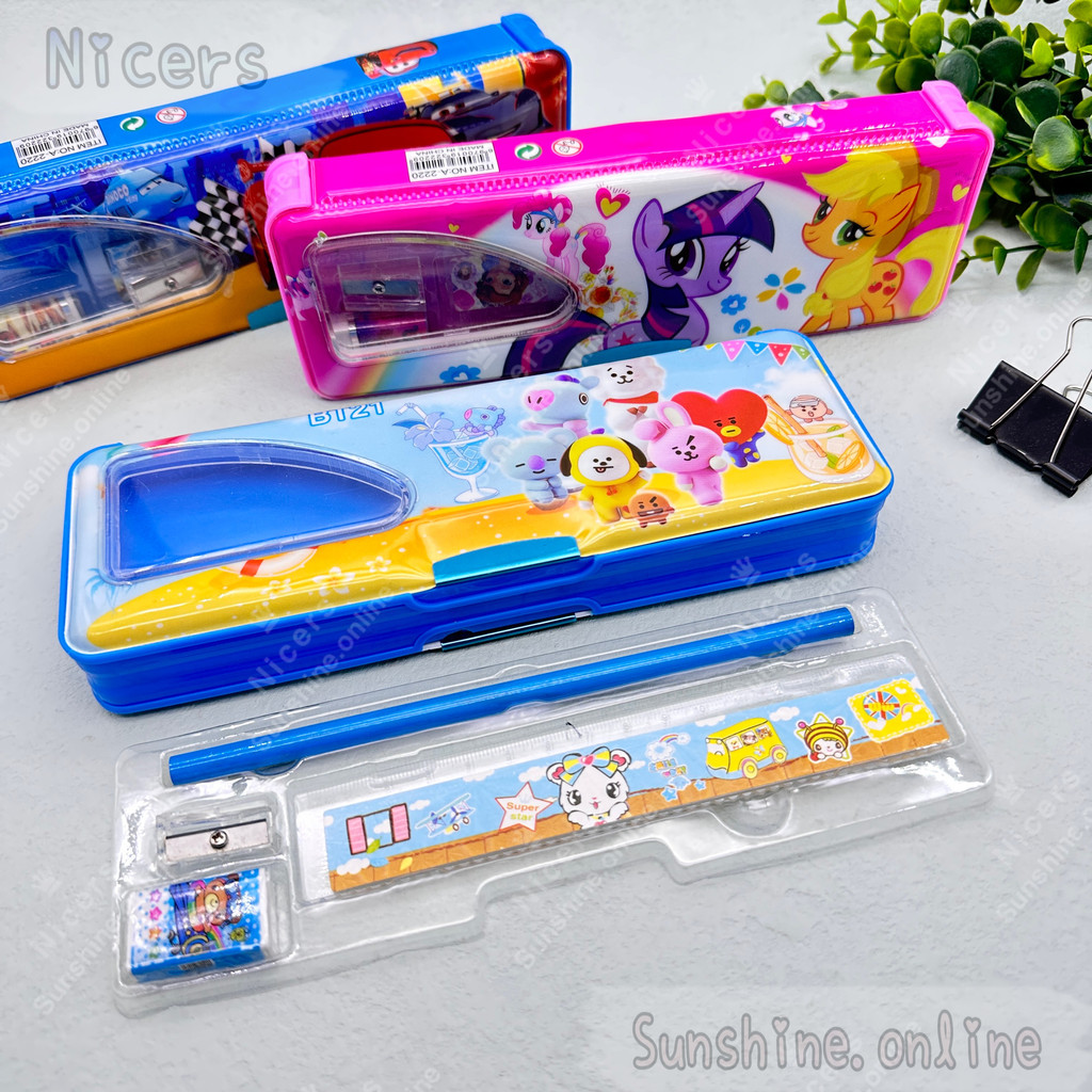 A-2220 Plastic pencil case set with pencil eraser pencil sharpener ...