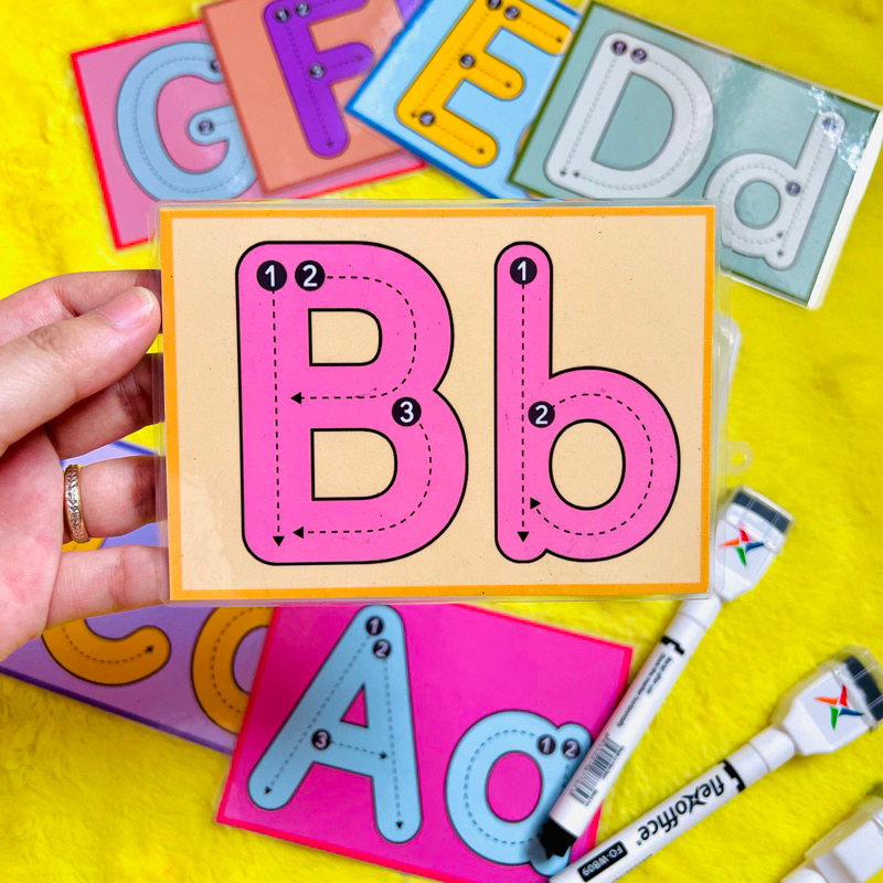 Trace & Erase Alphabet letters Numbers laminated flashcards | Shopee ...