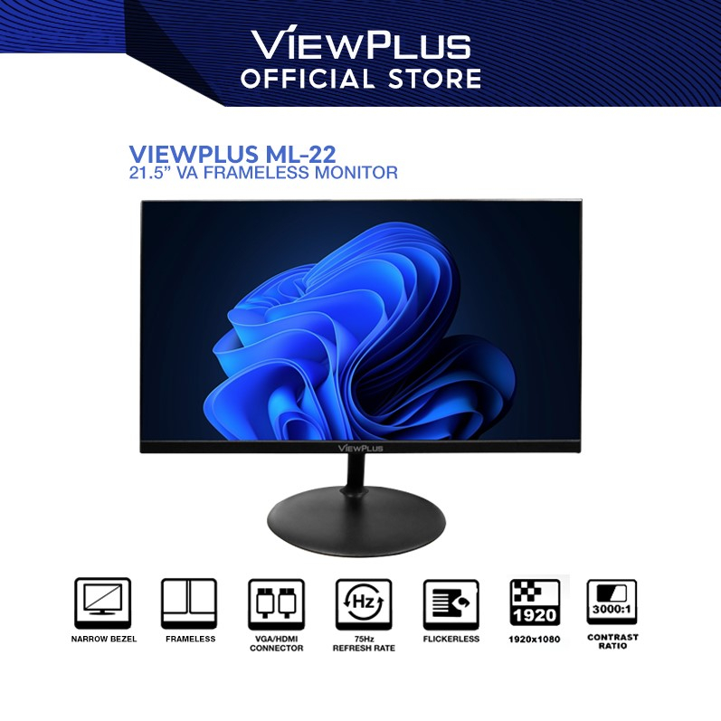 ViewPlus ML-22 Monitor, 21.5'' FHD, 75hz, HDMI/VGA, TN, Bluelight ...