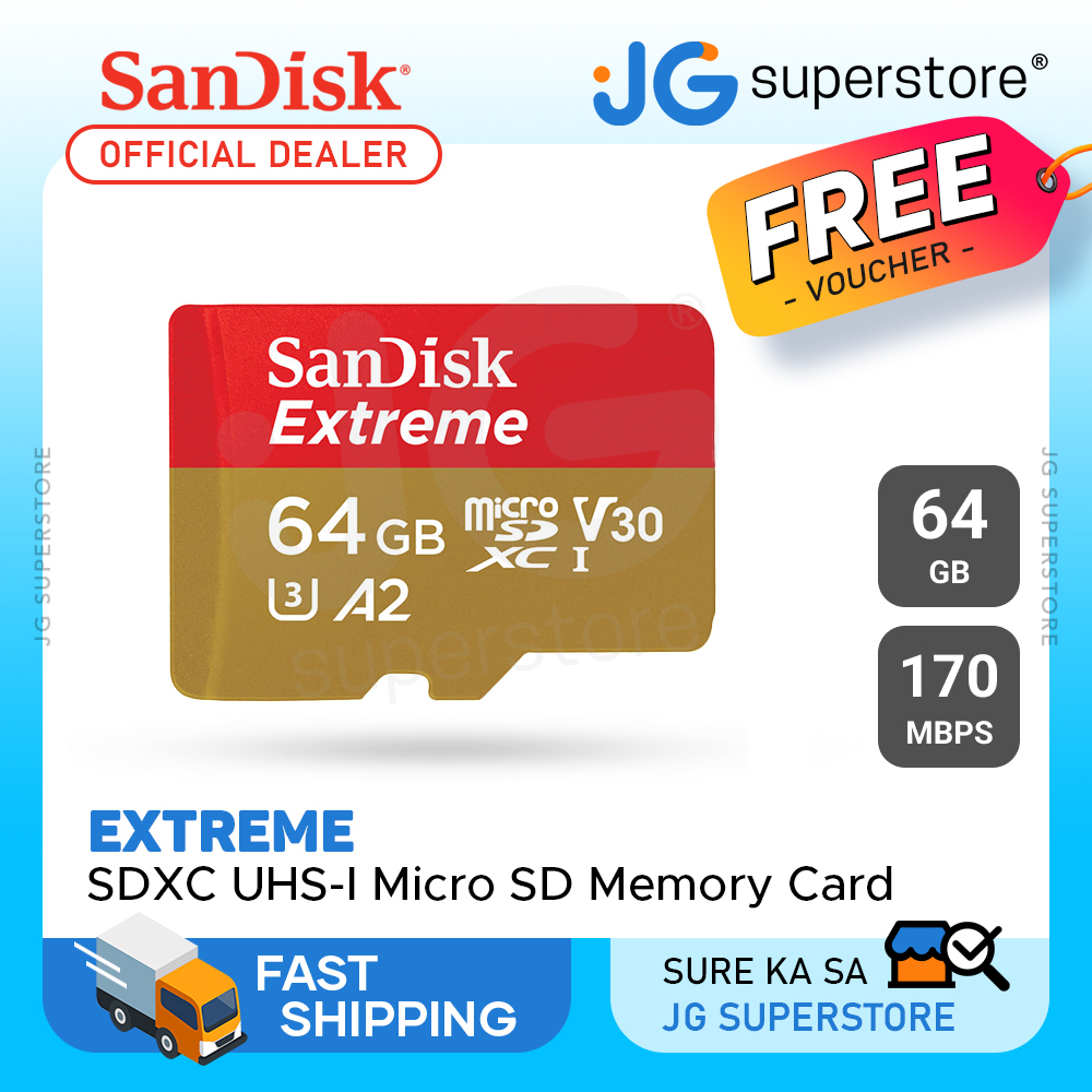 SanDisk Extreme Micro SD Card 64GB UHS-I SDXC Class 10, 170mb/s Read ...
