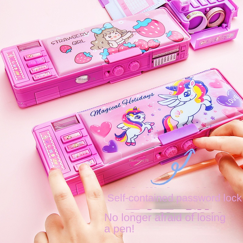 Semi Automatic Stationery Pencil Case Box Function Gel Pen Holder With ...