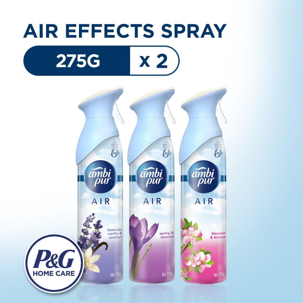 Ambi Pur Air Freshener Lavender Blossoms & Breeze Spring & Renewal 275g Air Effects Spray x 2 ...