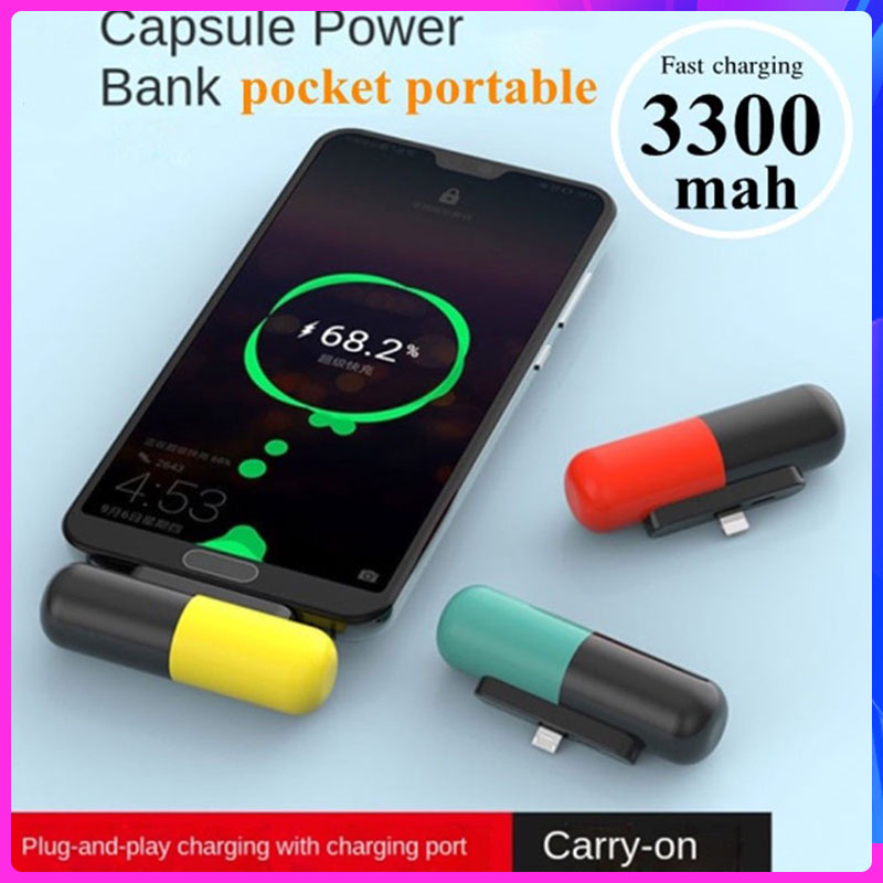 Powerbanks 3300mah Portable charging Capsule wireless charging portable ...
