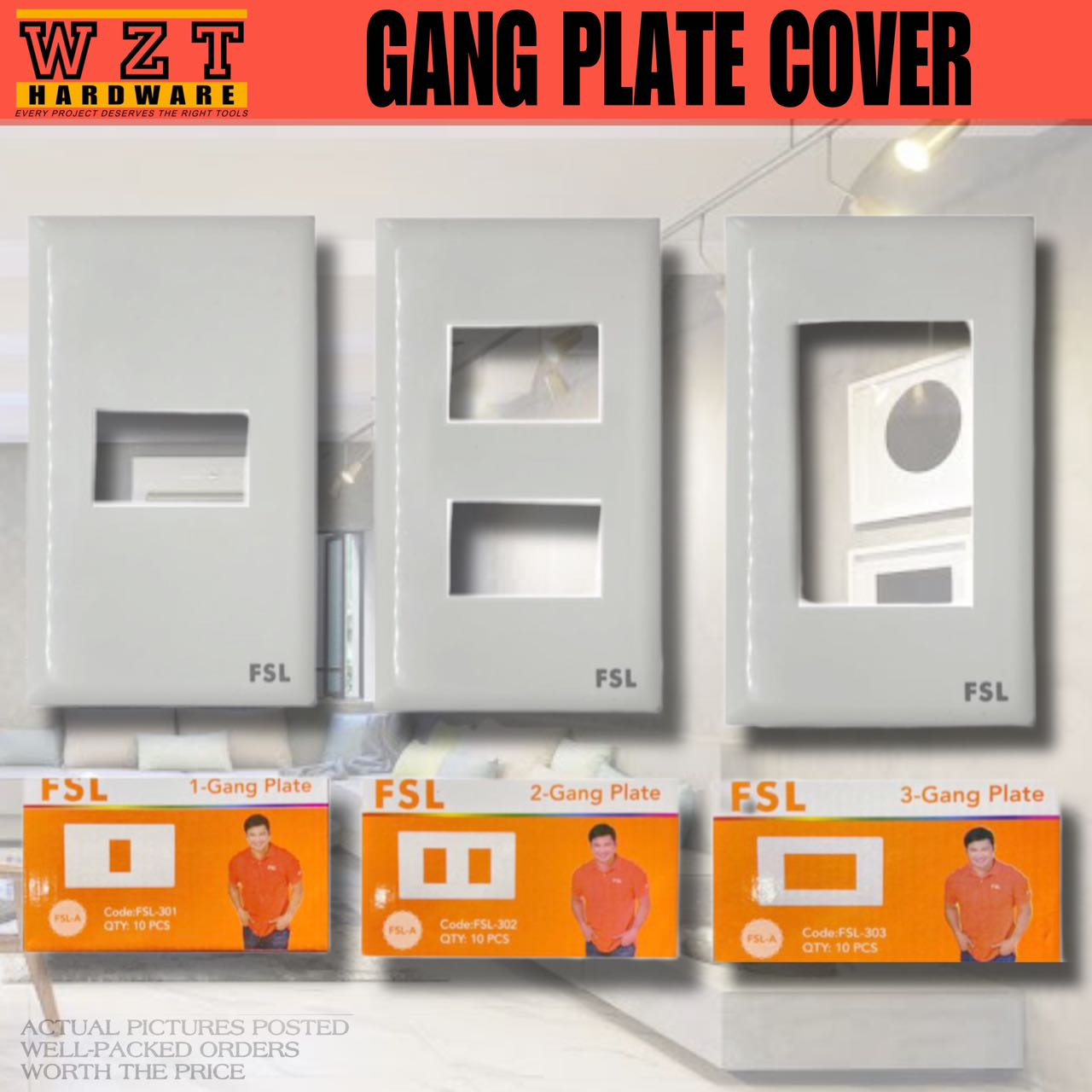 FSL Socket Panel Gang Plate Cover For Switch & Outlet 1 , 2 , 3 Gang ...