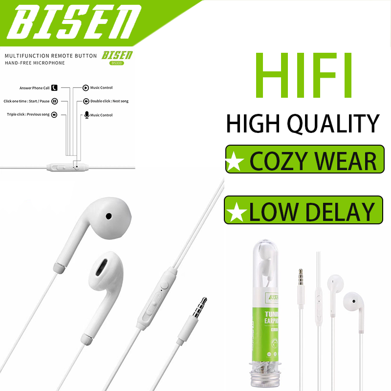 BISEN BS 333 Universal Headset 3.5MM Jack Earphone Stereo Audio Sound ...