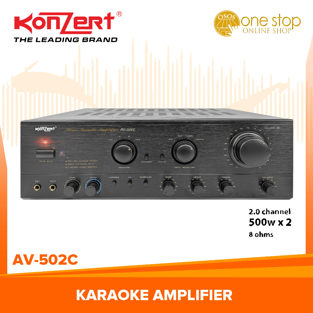 Konzert Original Stereo Karaoke Integrated Amplifier 500 Watts x 2CH 8 ohms AV-502C •OSOS ...