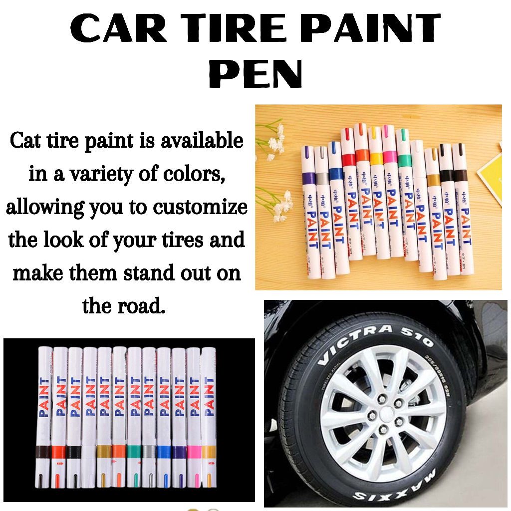 12 Colors Car Tire Rubber Tread Permanent Paint Marker Waterproof Pen U ...