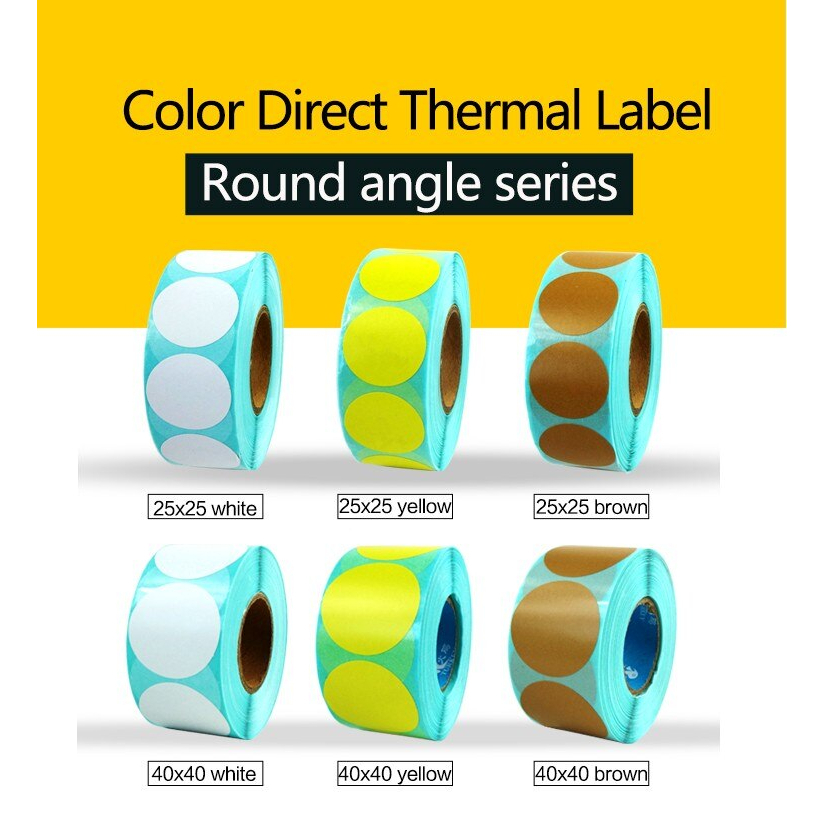 `*NEW* Pastel Collection Circle Thermal Label Stickers 40x40mm 650 ...