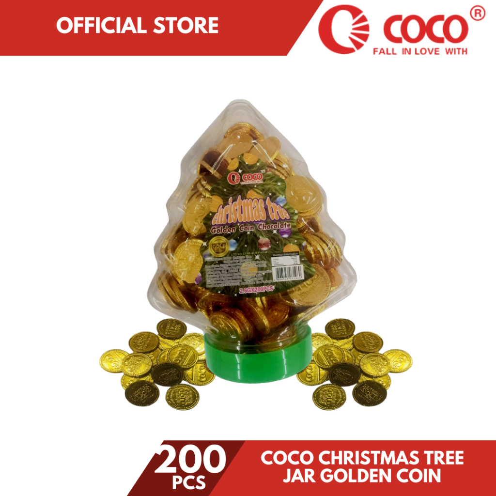 COCO Christmas Tree Jar Golden Coin 200pcs | Shopee Philippines