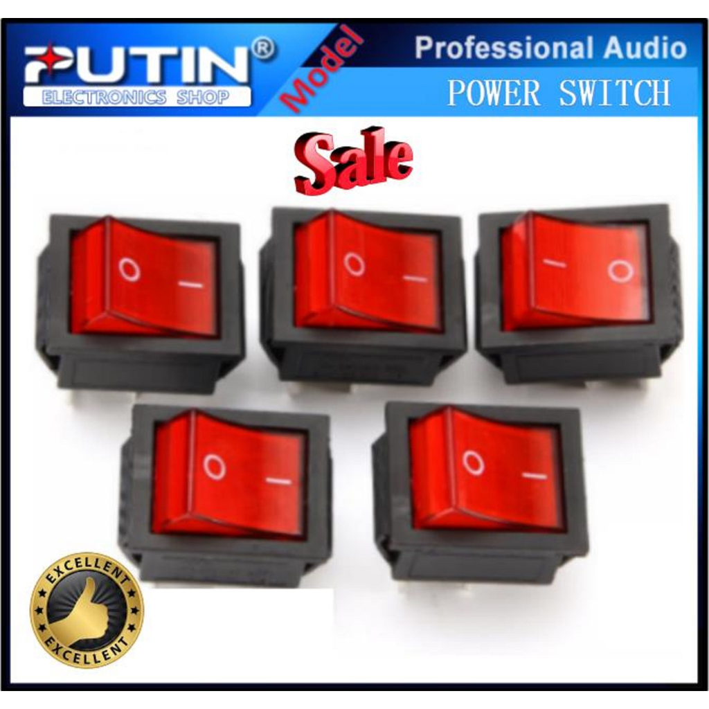 The 1pcs Red Lamp Light Rocker Switch with 4 Pin ON/OFF 2 Position 16A ...