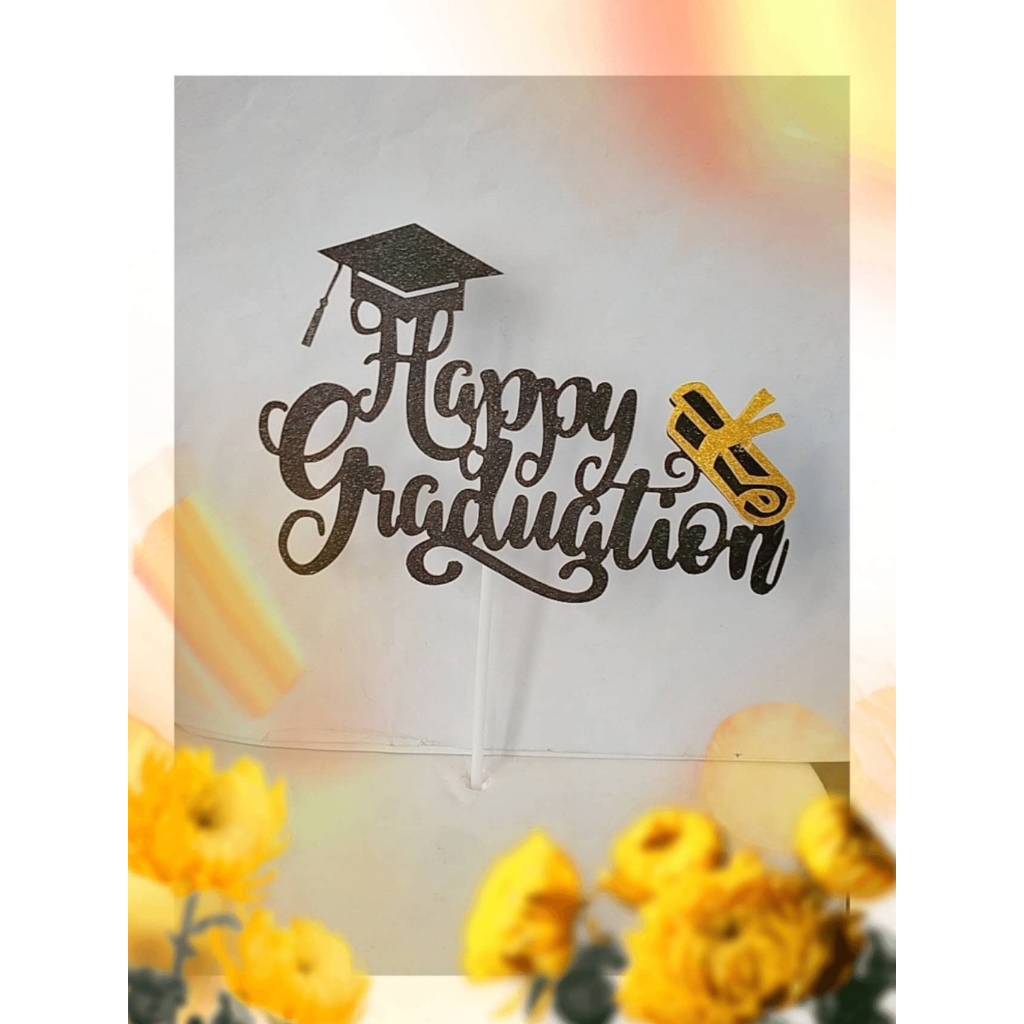Black Happy Graduation Congrats Grad paper card cake topper baking ...