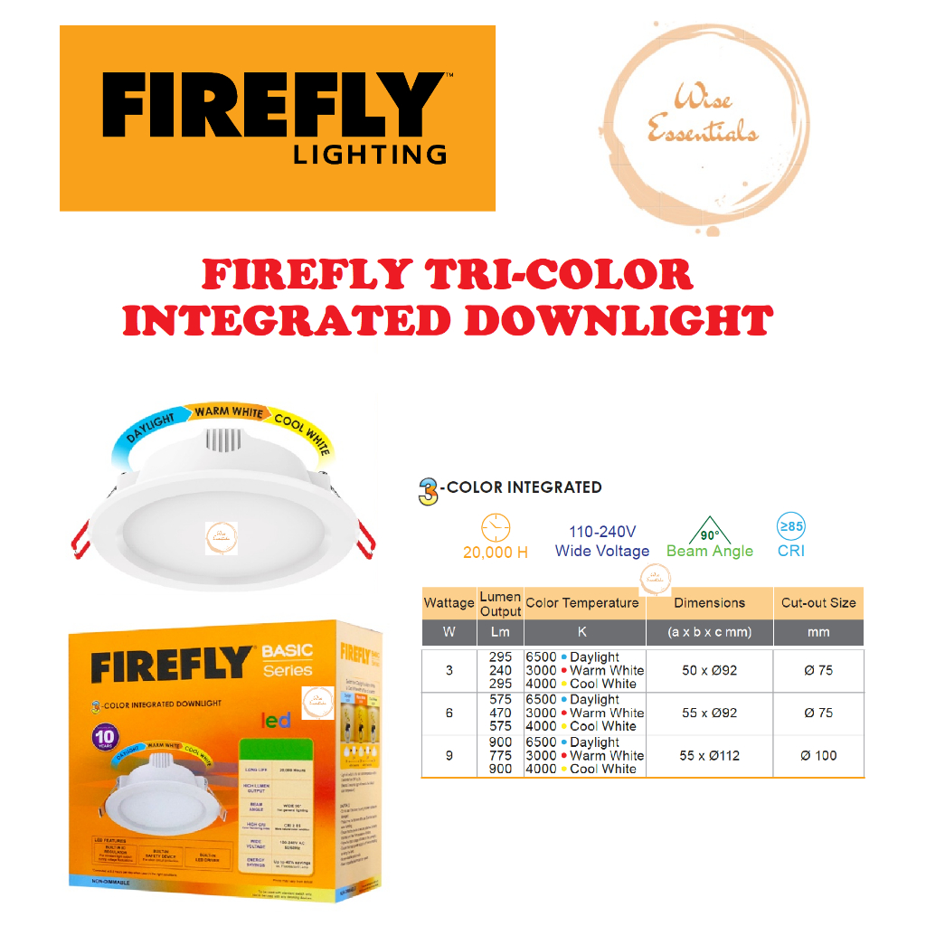 FIREFLY TRI Color Integrated Downlight | Shopee Philippines
