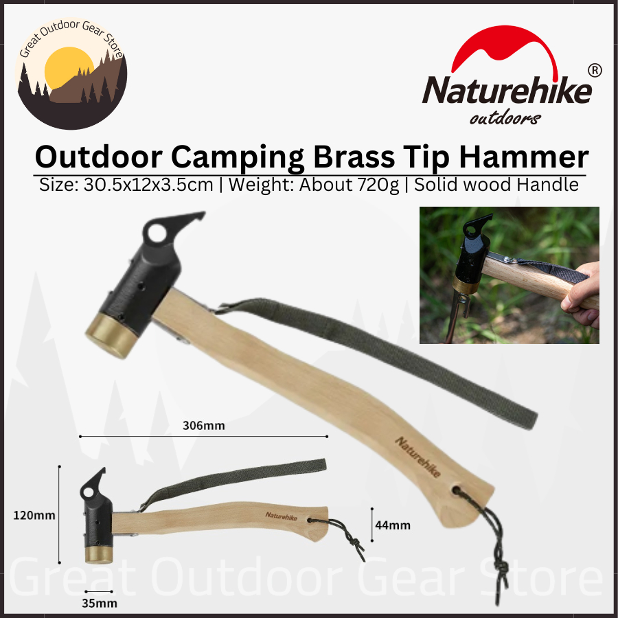 Naturehike Outdoor Camping Multifunction Durable Copper Hammer Tent Pegs Camp Tool NH20PJ083 ...