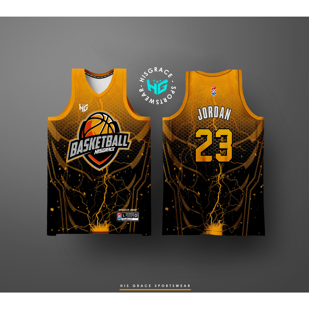 133 HG ORANGE BLACK CONCEPT JERSEY FULL SUBLIMATION JERSEY BASKETBALL ...