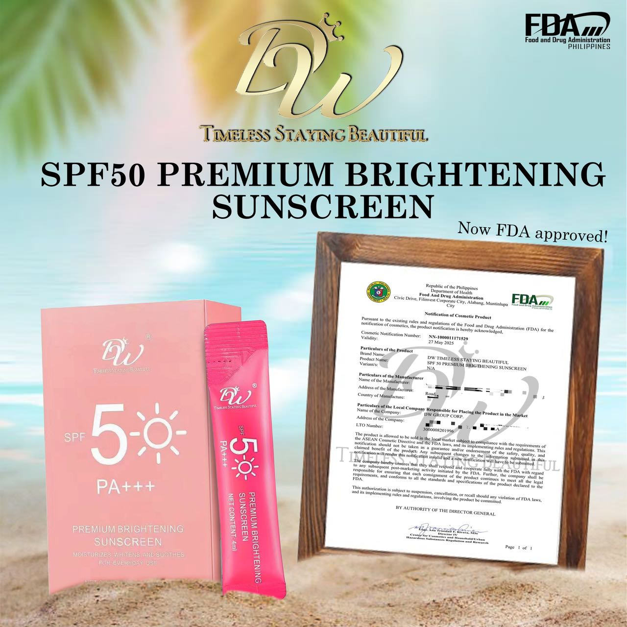 DW Sunscreen Spf 50+ Suncream Face Body Sunblock Cream UV Protection ...