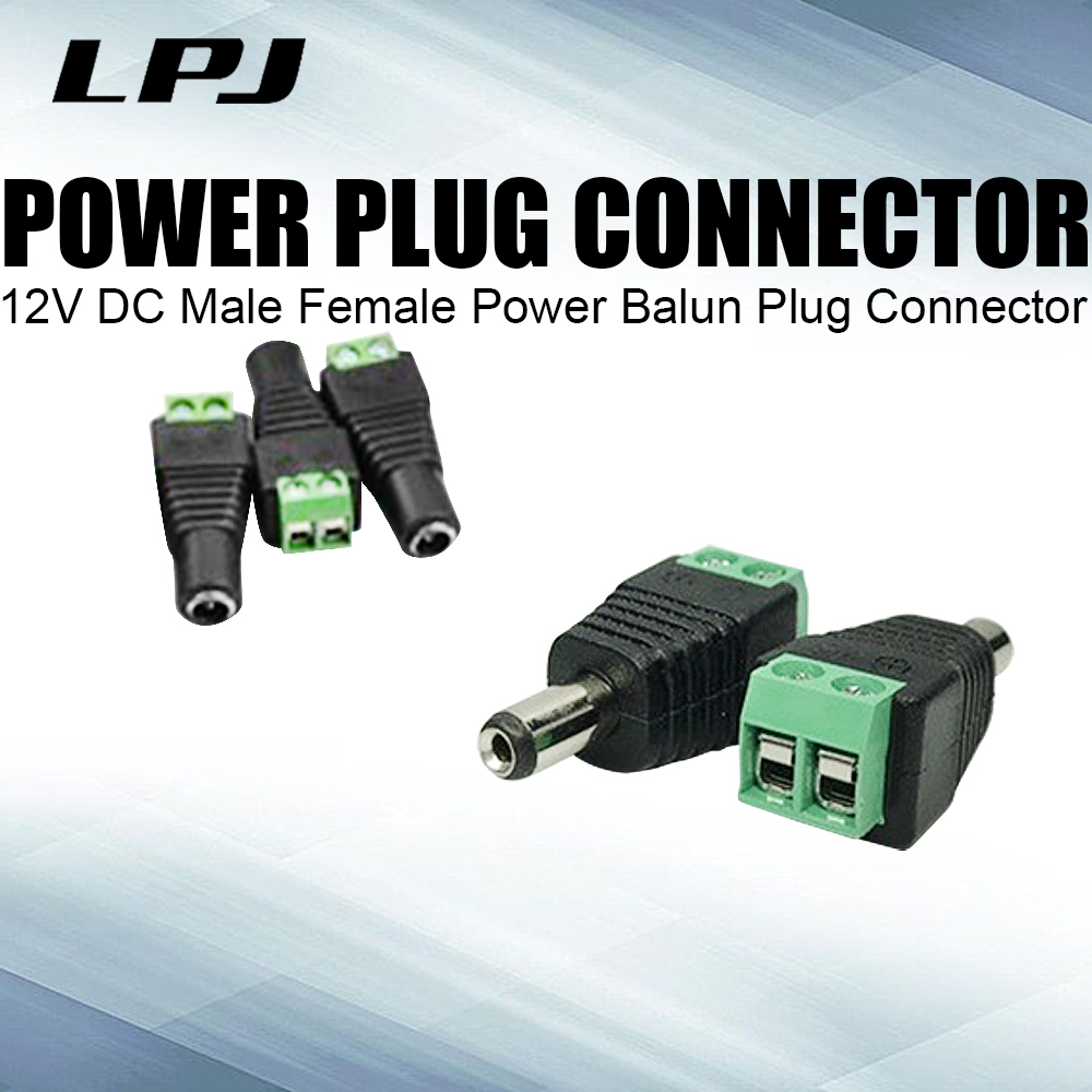 DC CONNECTOR MALE & FEMALE. Power Balun Plug Connector Plug & Cable 12V ...