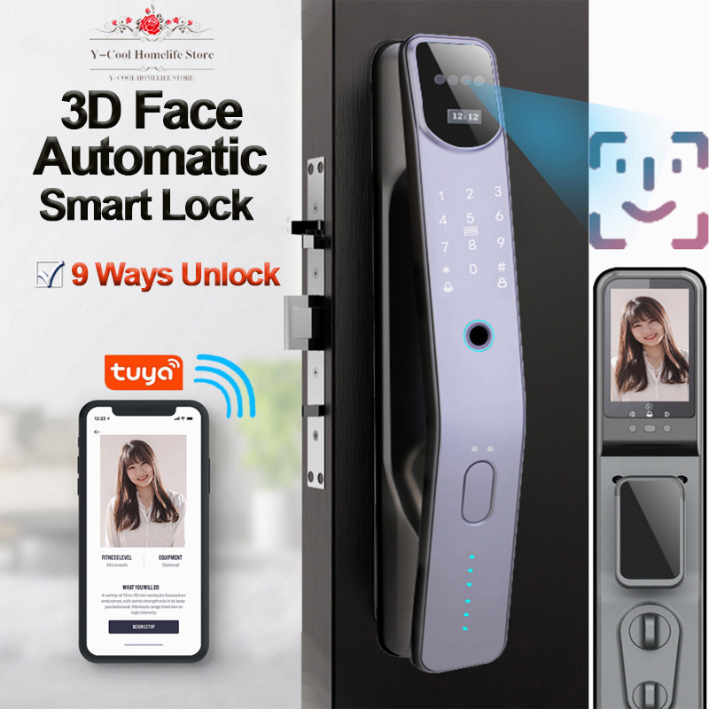 Smart Automatic Door Lock Wifi Tuya 3D Face Recognition Locks With Camera Password Electronic ...