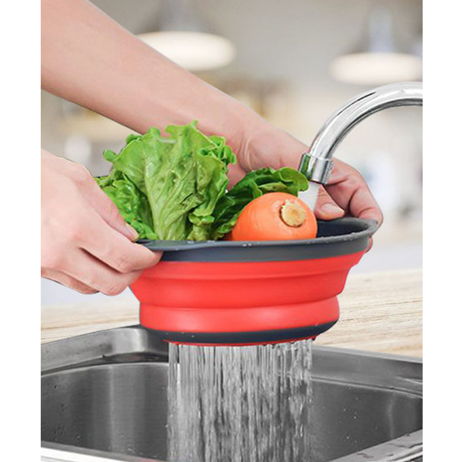 Washing Basket Strainer Collapsible Drainer Silicone Fruit and ...