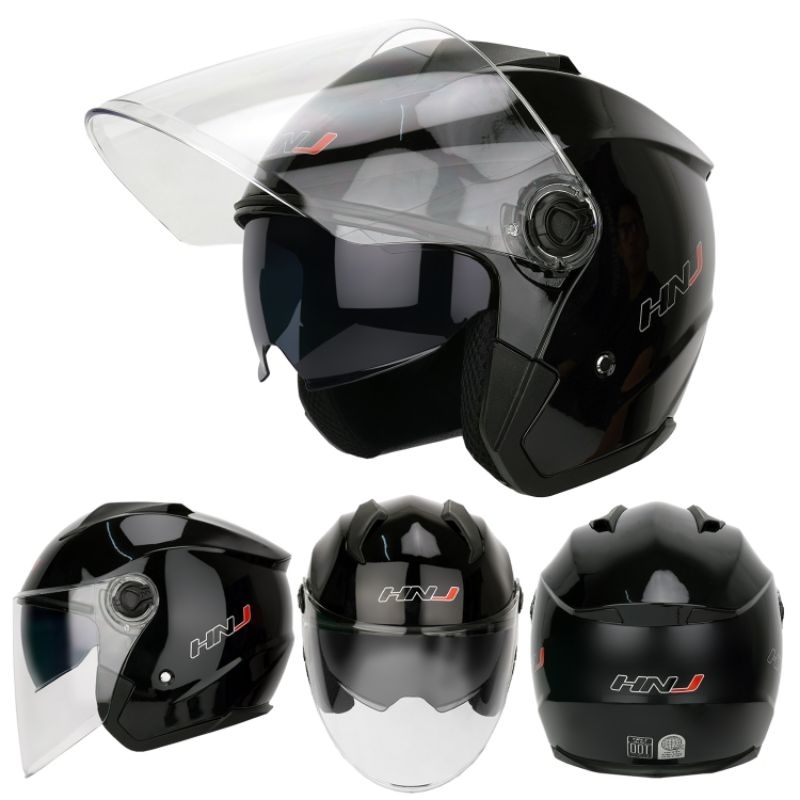 HNJ A717 Elegant Plain Dual Visor Half Face Helmet for Women | Shopee ...