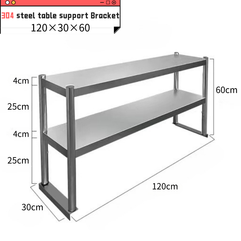 2-Layer Table 304 Stainless Steel Workbench In Home Kitchen Cutting ...