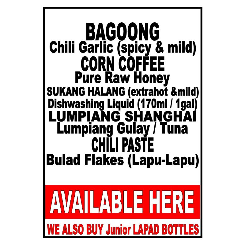 PANINDA SARI SARI LAMINATED SIGNAGE | Shopee Philippines