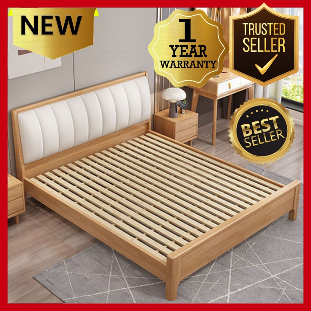 Flotti Kavala Solid Thailand Rubberwood Bed Frame (Queen, King) (Side ...