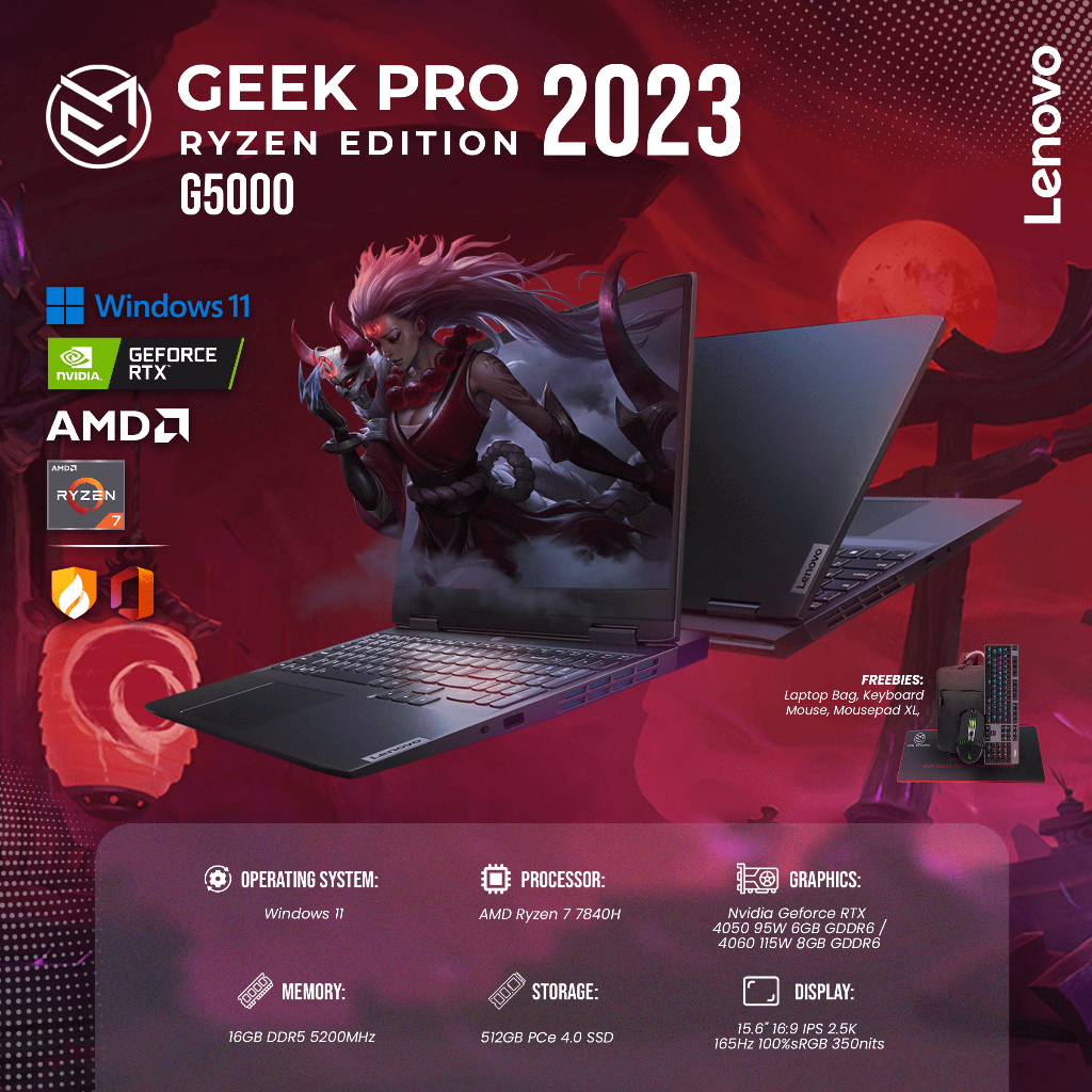 Lenovo GeekPro G5000 / LOQ 2023 R7-7840H RTX4050 15.6" 2.5K 165Hz 16GB | 512GB ZZM Trading ...