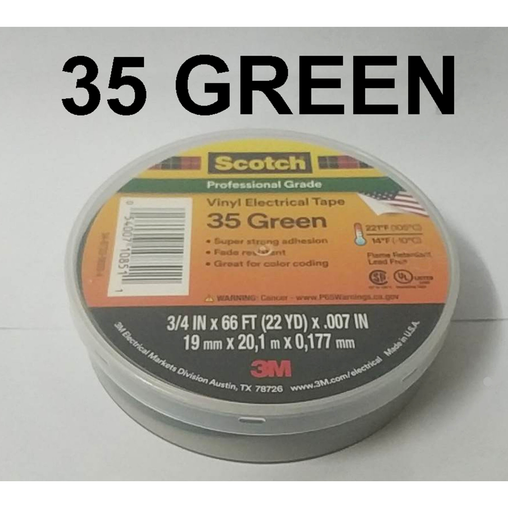 ORIGINAL 3M SCOTCH 35 GREEN ---- COLOR CODING TAPE VINLY ELECTRICAL ...