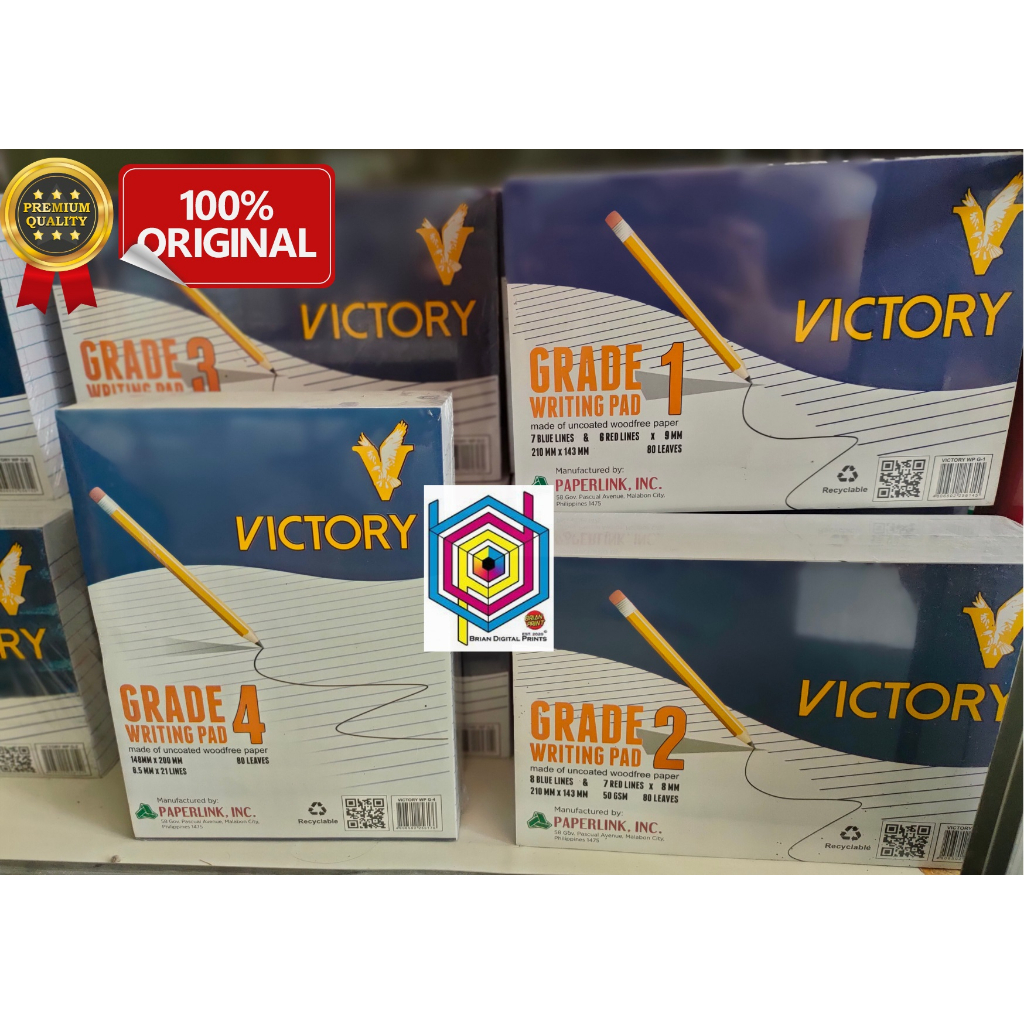 QUALITY VICTORY WRITING PAD 80 Leaves for Grade 1 / 2/ 3/ 4 | Shopee ...