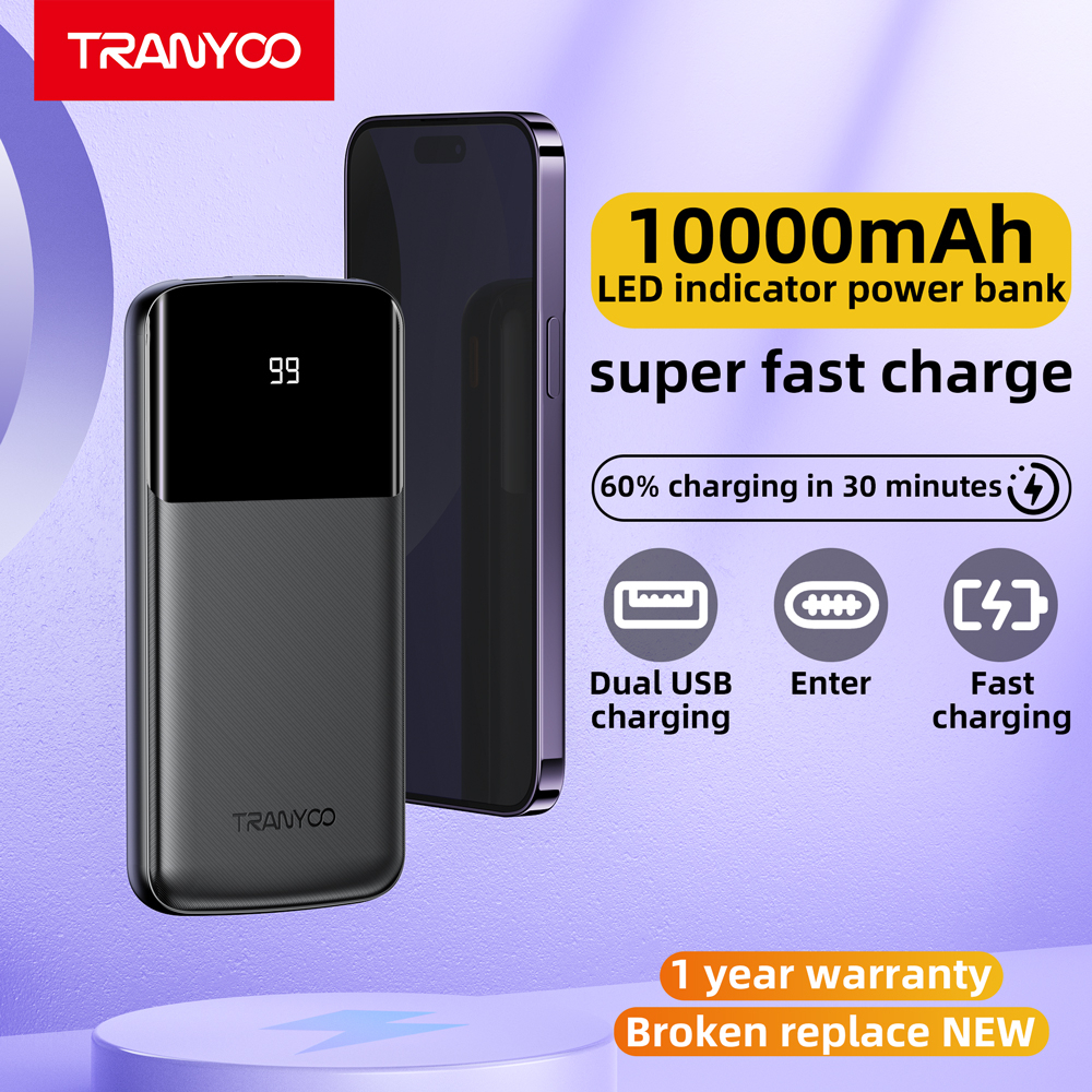 Tranyoo D08 10000mAh Powerbank Original 2.1A Fast Charge Stylish Patterns Slim And Portable ...