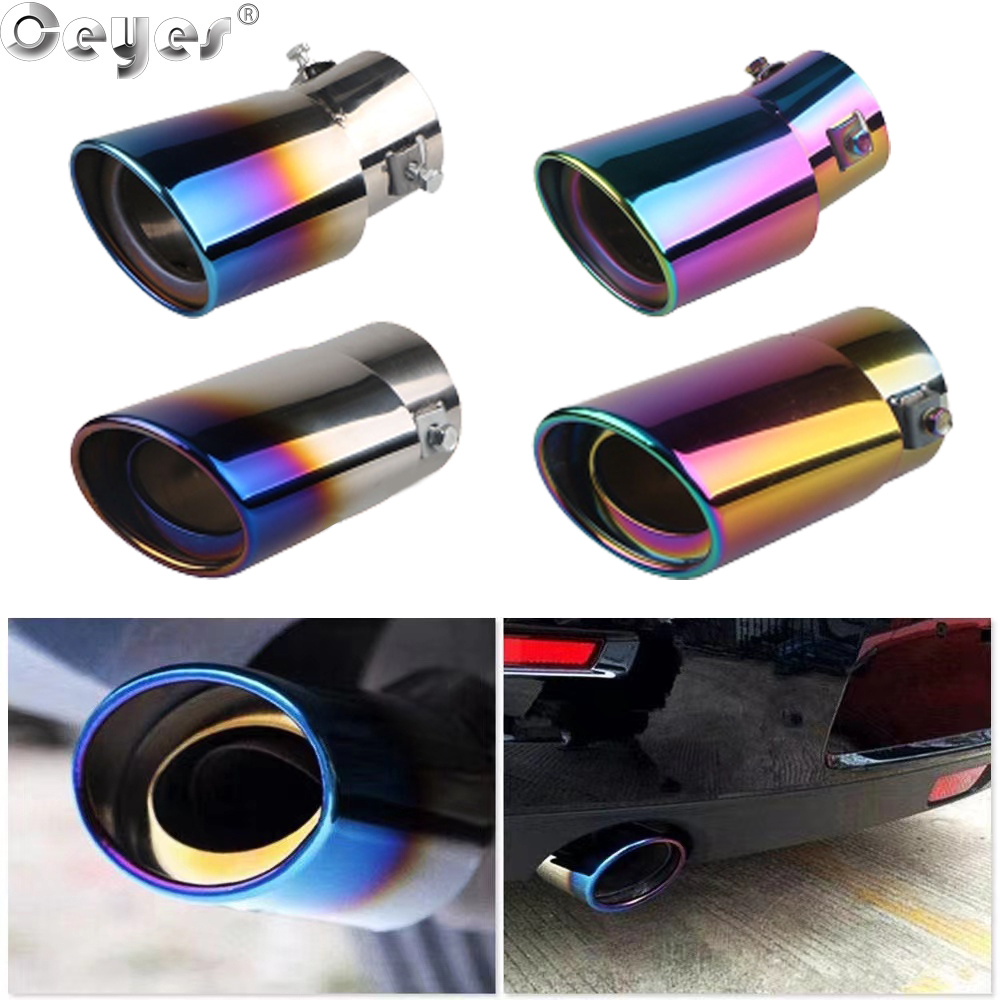 Ceyes Half Car Exhaust Muffler Tip Universal Stainless Steel Round ...